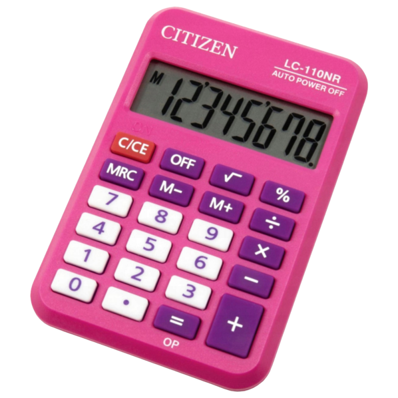 Kalkulator prosty Citizen mały kieszonkowy różowy - adkpapierniczy.pl
